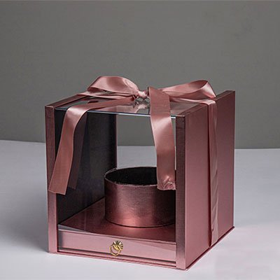 Clear Square Flower Box with Round Container and Drawer Enclosed Comes ...